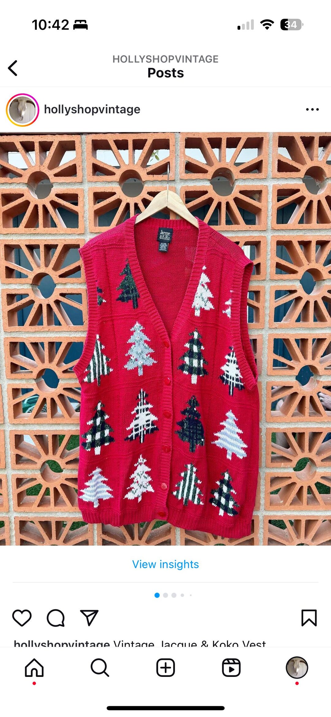 Vintage Jacque & Koko Vest Womans Size 22/24 Red Black White Christmas ...