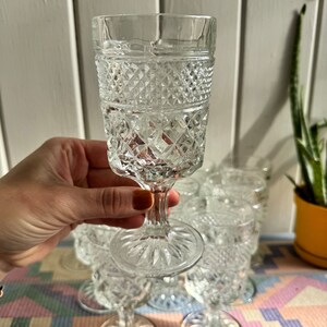 Vintage Anchor Hocking Wexford Crystal Pattern Glassware, Set of 10 ...