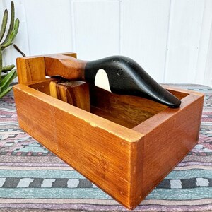 1980s Vintage Hand Carved Wooden Nut Cracker Canadian Goose Bird Box ...