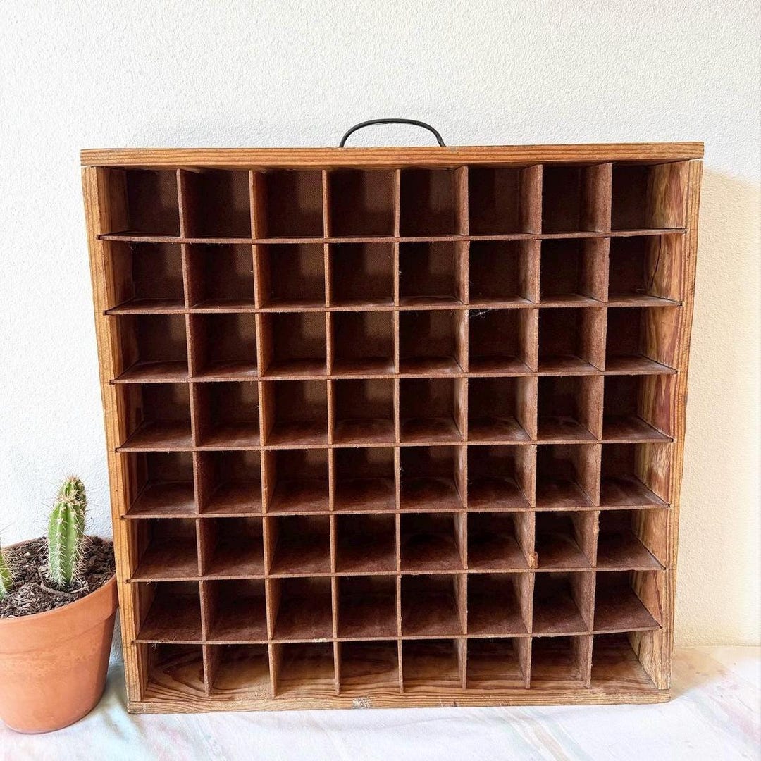 Vintage Wooden Compartment Display Case. Vintage Industrial Wooden ...