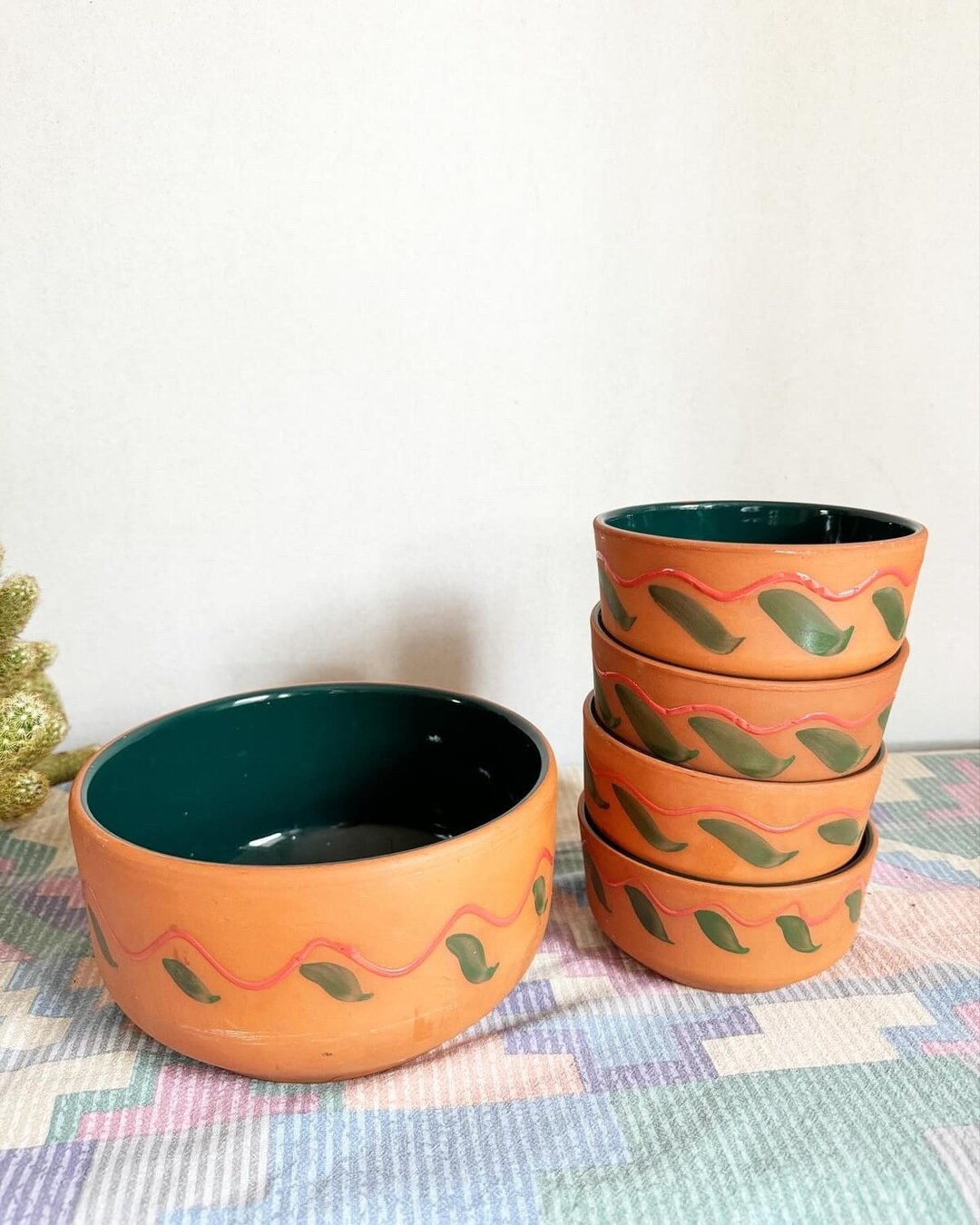 Set of 5 Vintage Val Do Sol Terra Cotta Bowls. Made in Portugal. Hand ...