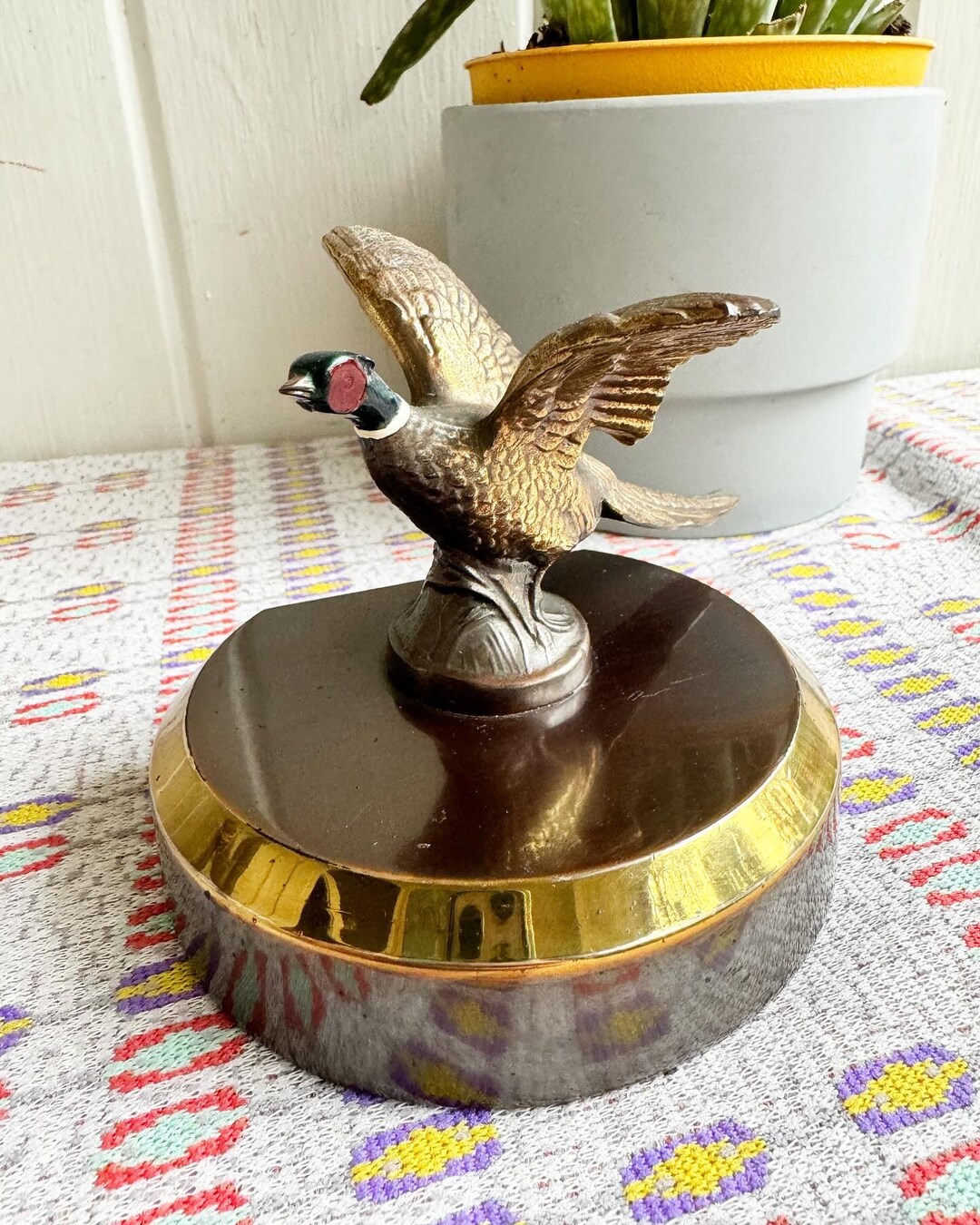 Vintage Lacquered Brass Pheasant Bookend. Cast Bronze. Man Cave. Fowl ...