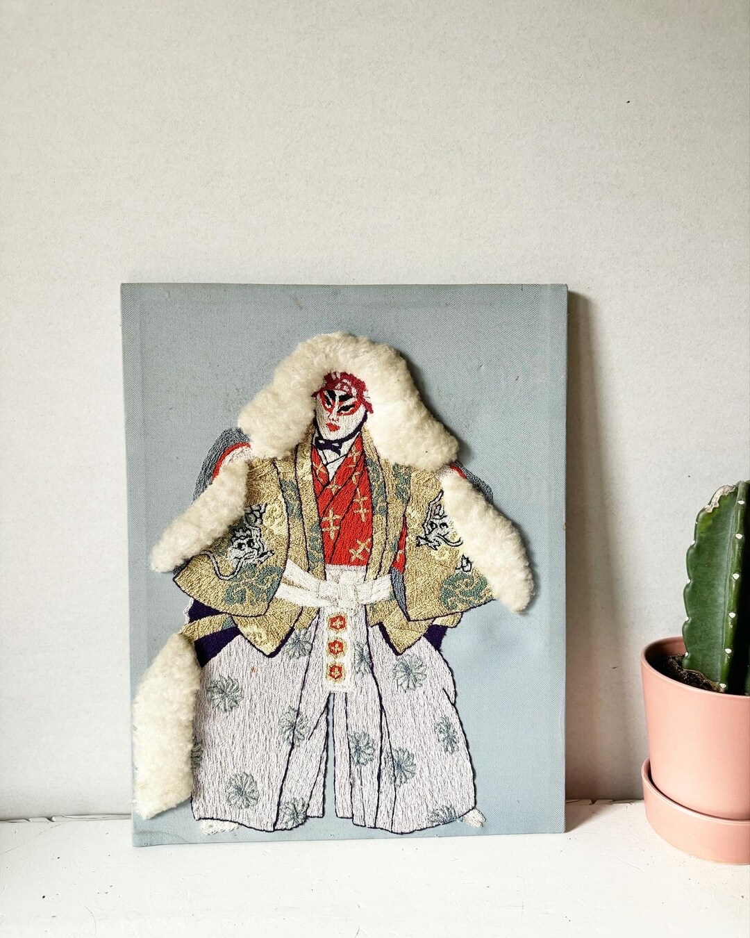 Vintage Nishi Japanese Kabuki Dancer Kagamijishi Doll 3D Fiber Canvas ...