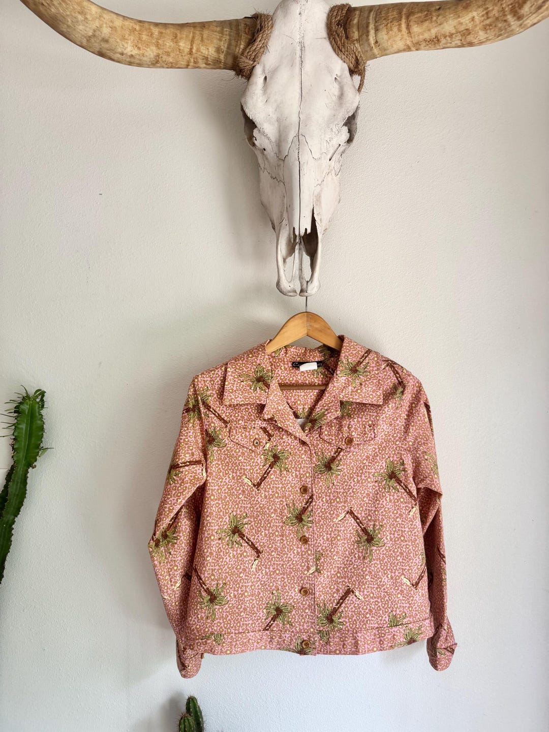 Funky Palm Tree Large Funky Blazer! Pink, Brown, Yellow, and Green ...
