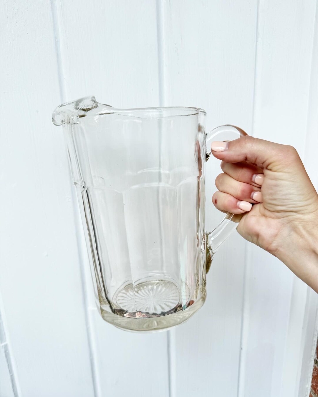 Vintage 1950s Clear Glass Heavy Restaurant Style Pitcher. Serve ...