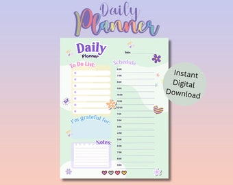 Rainbow Daily Planner, Printable Daily Planner, Digital Daily Planner ...