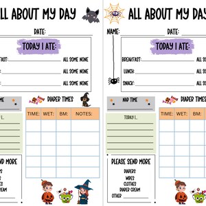 Daycare Report Mail, Halloween-themed Daycare Daily Log Printable ...