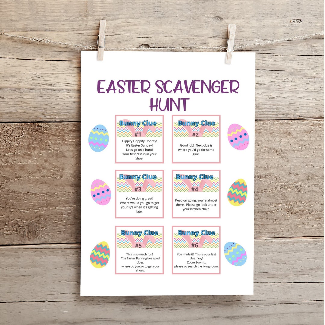 Easter Indoor Scavenger Hunt, Activity Game, Kids Easter Treasure Hunt ...