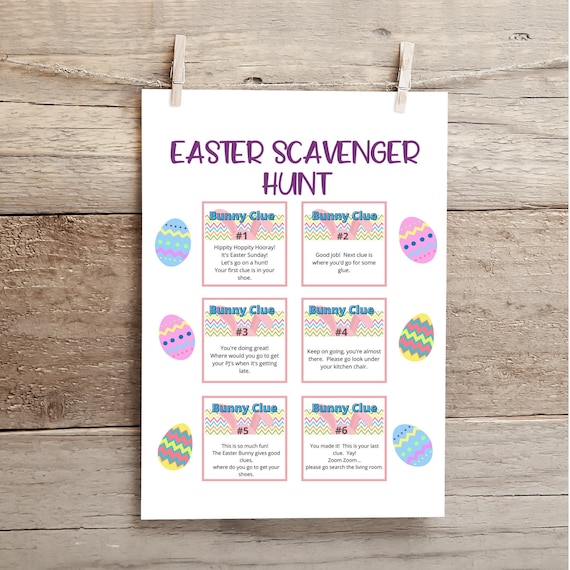 Easter Indoor Scavenger Hunt Activity Game Kids Easter - Etsy