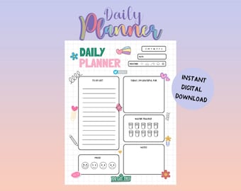 Pastel Daily Planner, Printable Daily Planner, Digital Daily Planner ...