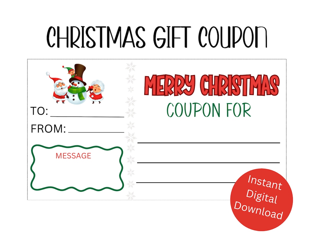 Christmas Coupons, Christmas Gift Certificates, Gifts for Kids ...