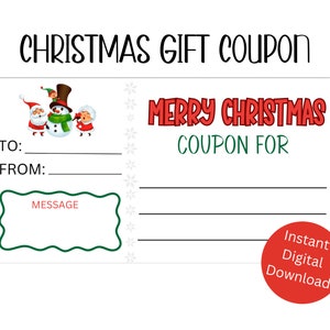 Christmas Coupons, Christmas Gift Certificates, Gifts for Kids ...