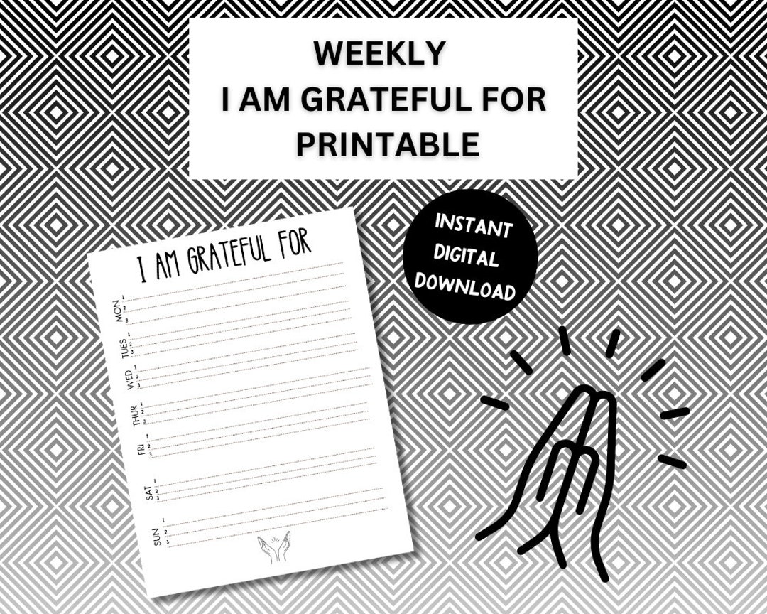 Weekly Grateful Journal Printable Template, Thankfulness Journal ...