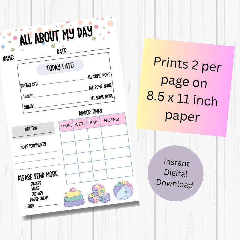 Daycare Diaper Log - Etsy