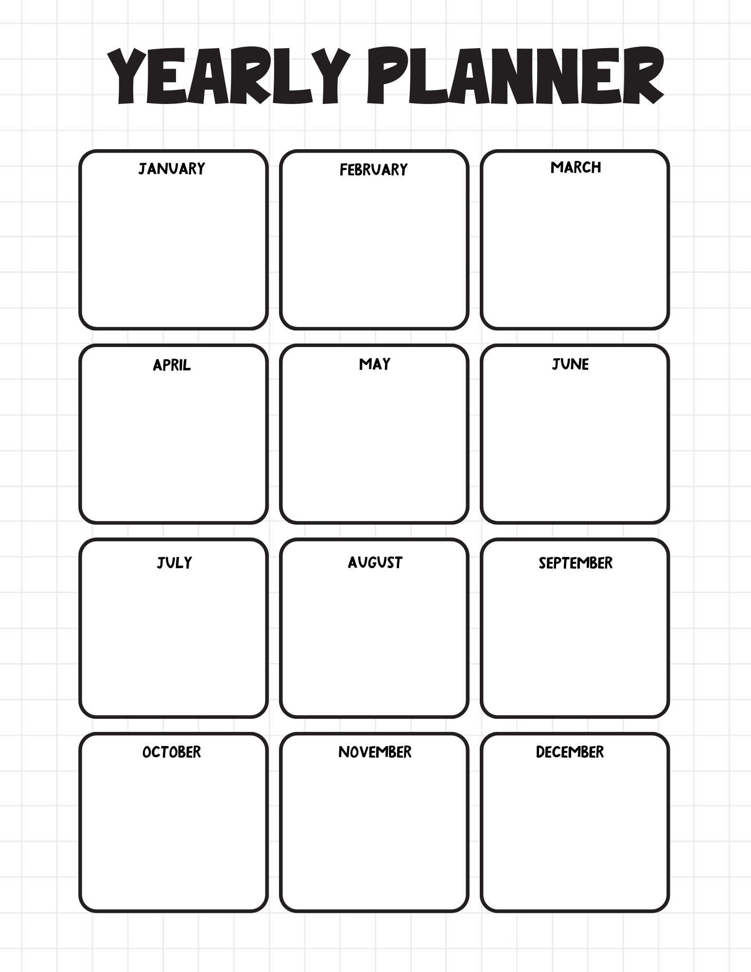 Year at a Glance Planner, Yearly Overview Printable, Minimalist Yearly ...