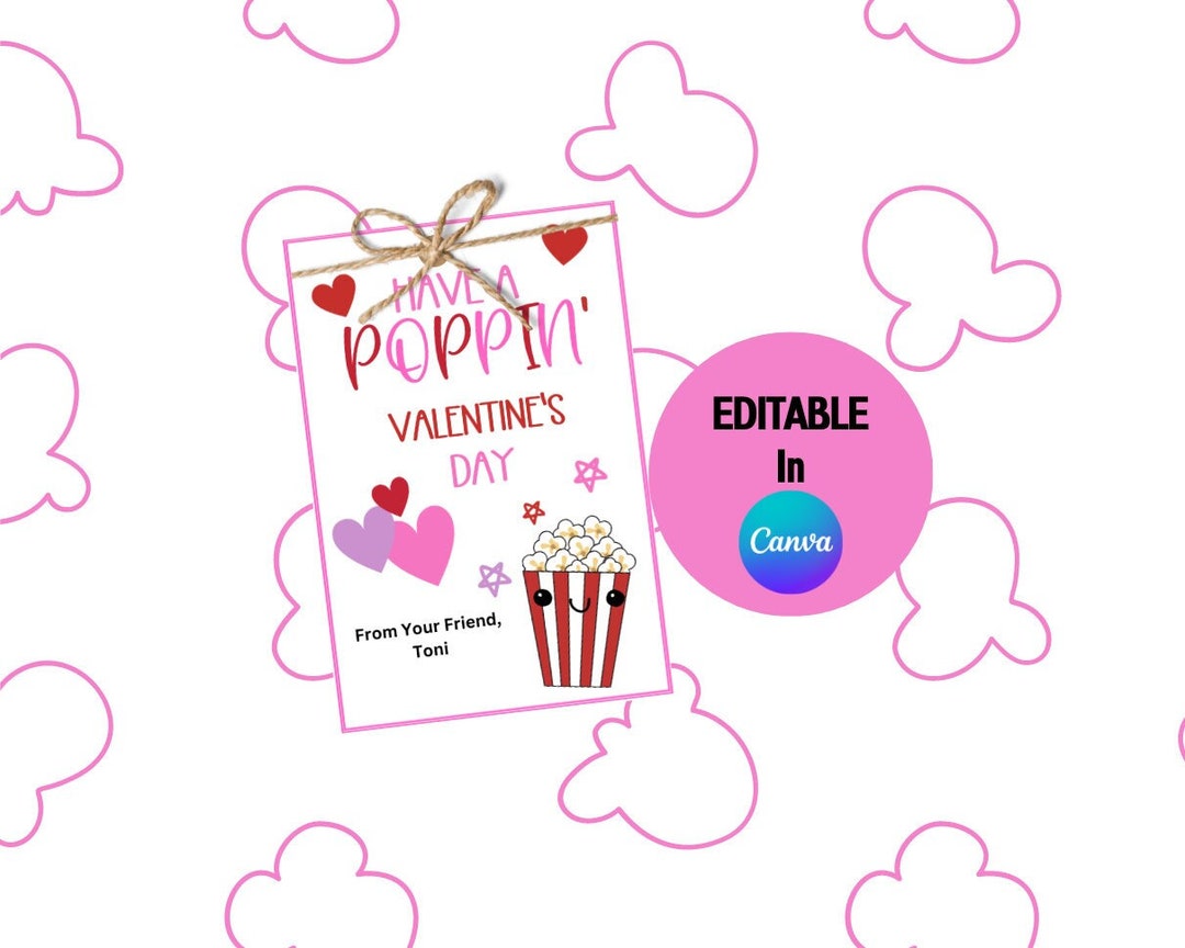 Printable Have a Popping Valentine's Day Card, Popcorn Valentine Tag ...
