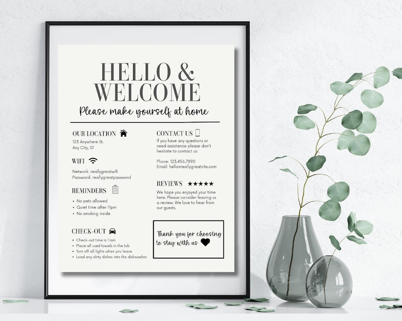Welcome Sign for Airbnb Hosts, Vacation Rental Printable, Guest Arrival ...
