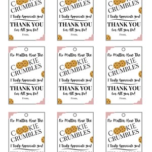 Editable Cookie Gift Tags, No Natter How the Cookie Crumbles Tag ...