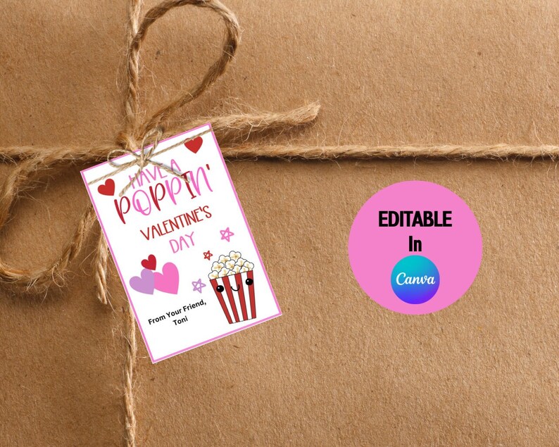 Printable Have a Popping Valentine's Day Card, Popcorn Valentine Tag ...