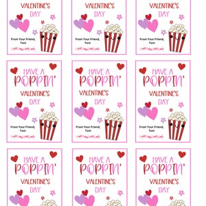 Printable Have a Popping Valentine's Day Card, Popcorn Valentine Tag ...