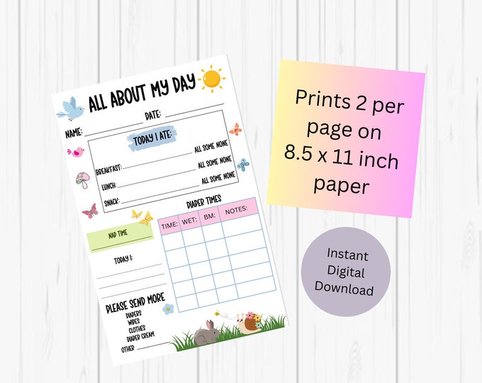 Boho Daycare Report Mail -daycare Printable - Day Care Report - Daily ...