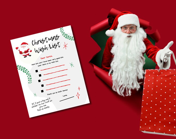 EDITABLE Kids Christmas Wish List, Printable Gift Wish List, Children's ...