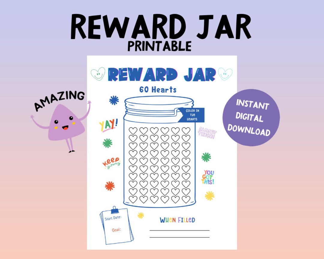 Reward Jar, Reward Chart, Motivational, Goal, Progress Tracker for Kids ...