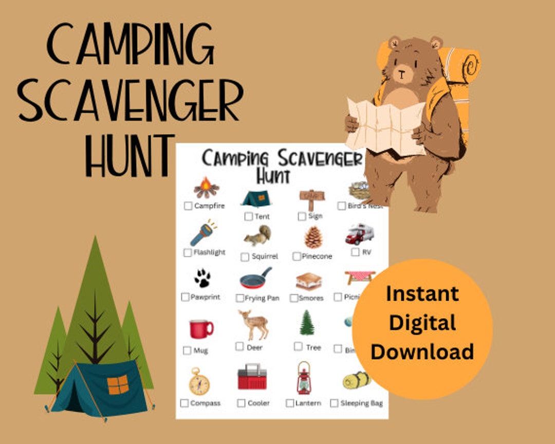 Printable Camping Scavenger Hunt for Kids Road Trips Summer Vacation ...
