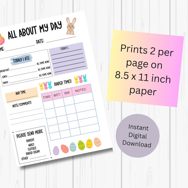 Toddler Daily Report - Etsy