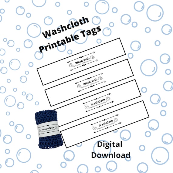 Washcloth Printable Tags Labels Instant Download PDF | Etsy