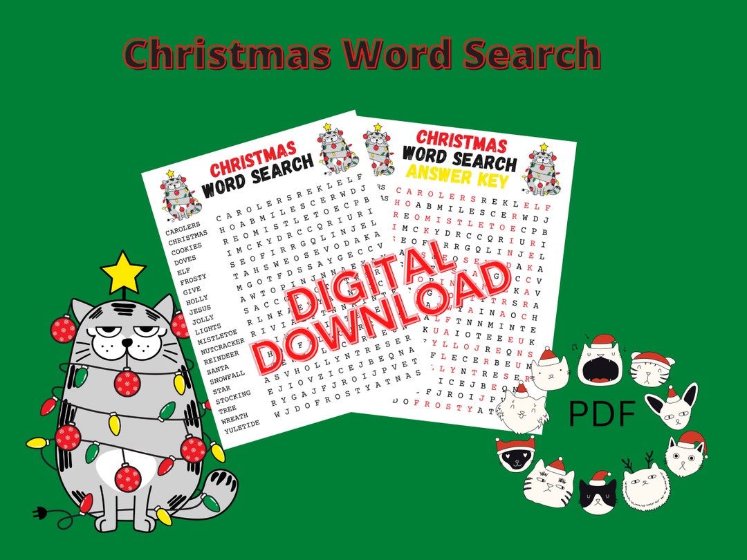 Christmas Word Search Game, Xmas Word Find Printable Game, Holiday ...