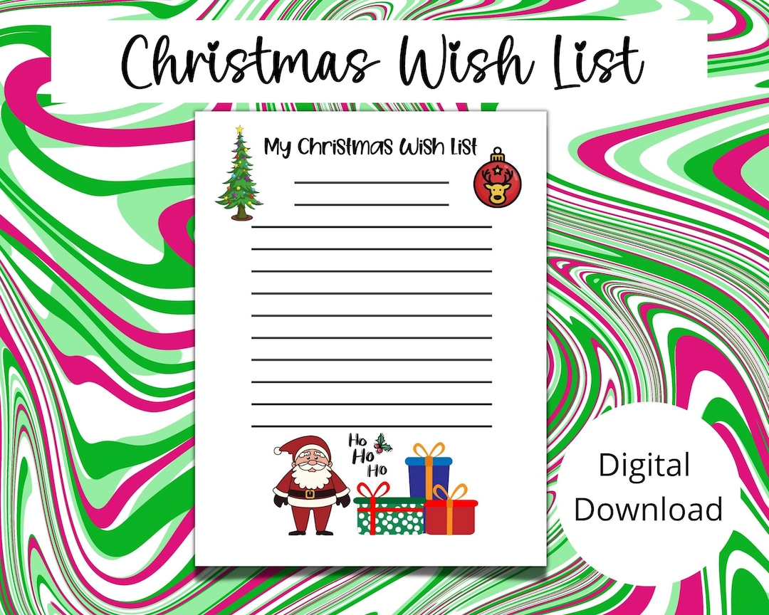 Kids Christmas Wish List, Children's X-mas Wish List, Printable Gift ...