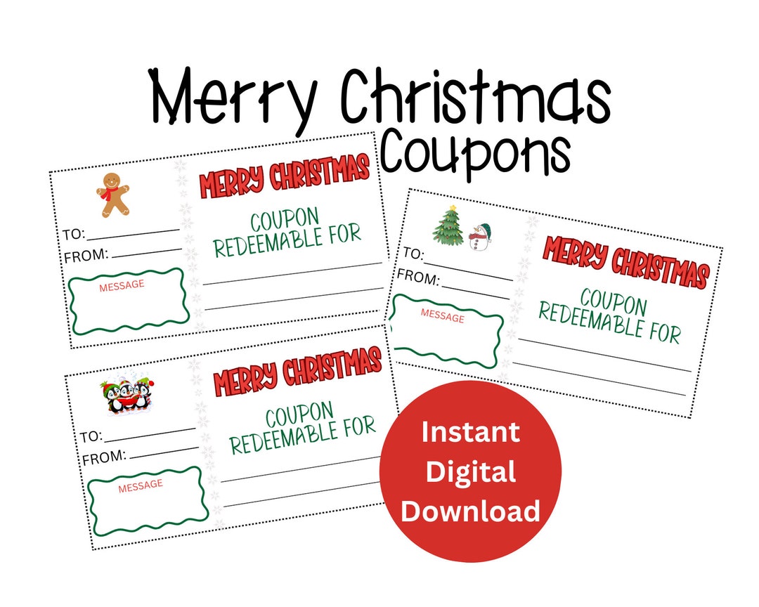 Christmas Coupons, Christmas Gift Certificates, Gifts for Kids ...