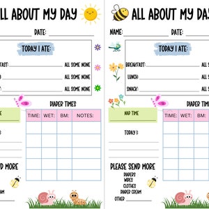 Daycare Report Mail, Spring/summer Daycare Daily Log Printable, Potty ...