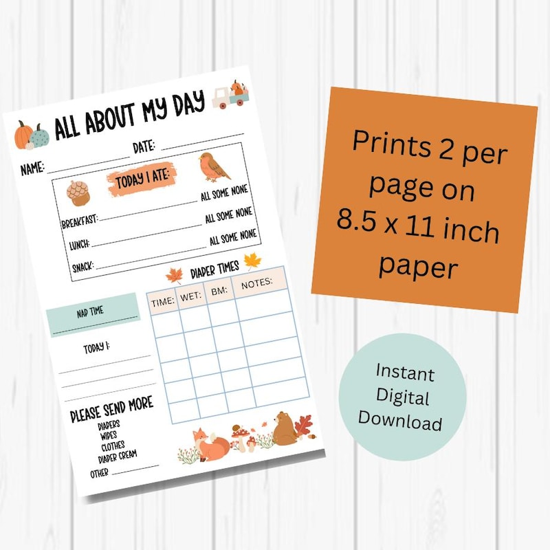 Daycare Daily Report - Etsy