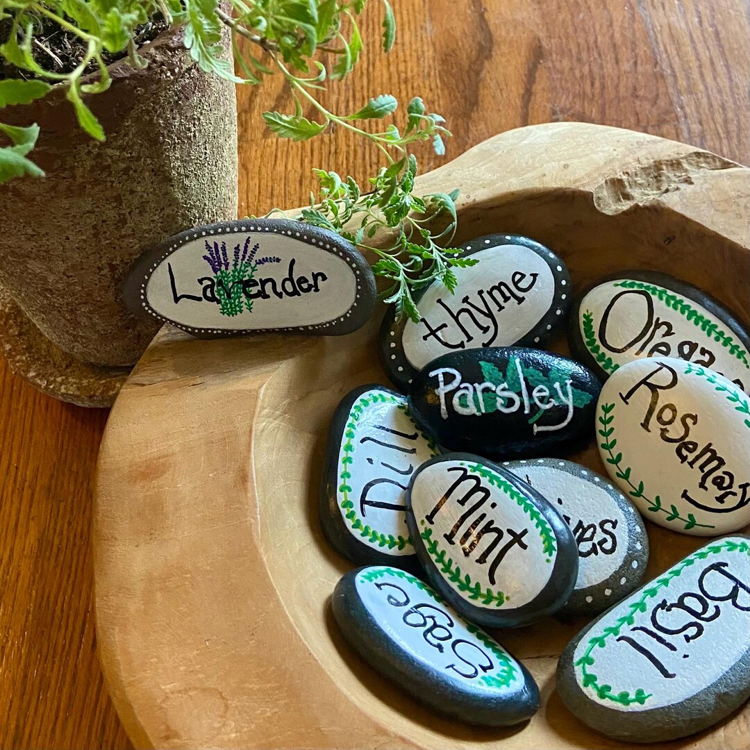 Stone Herb Markers - Etsy