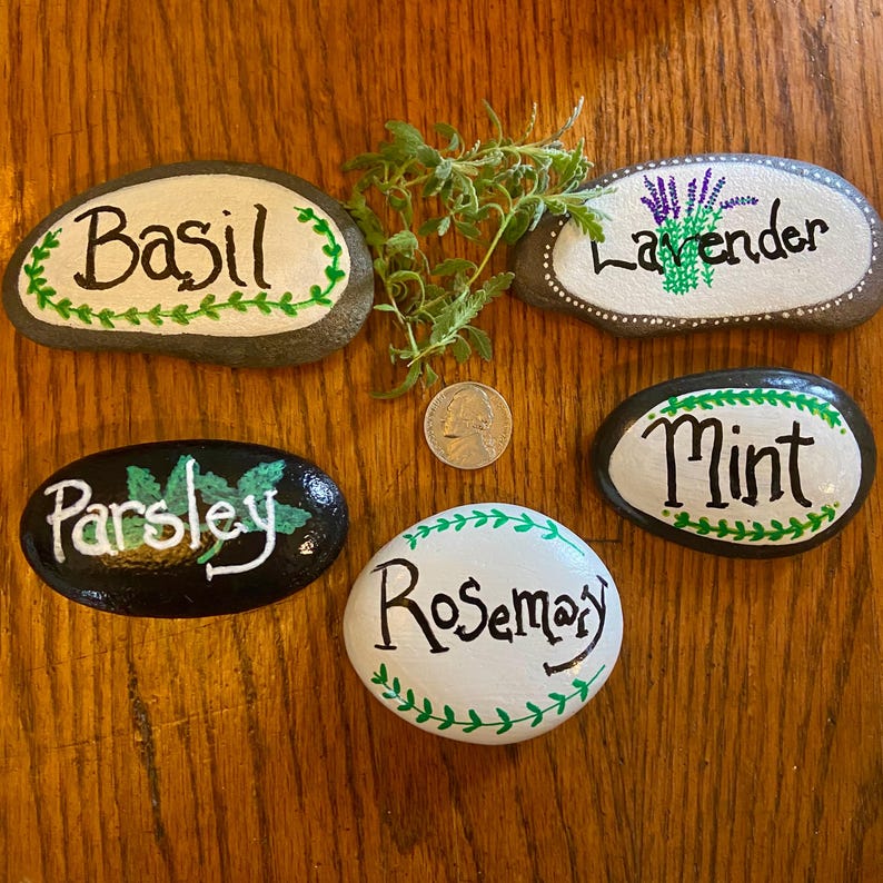 Stone Herb Markers - Etsy