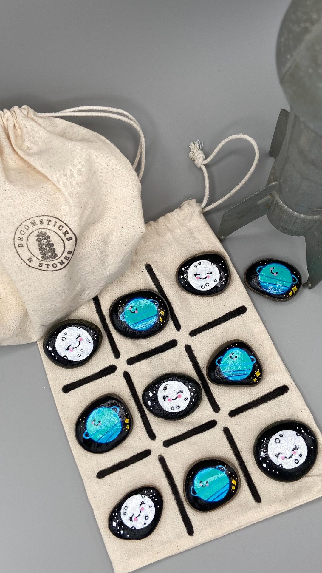 Moon and Planet Space Themed Hand Painted River Rock Tic-tac-toe Set - Etsy