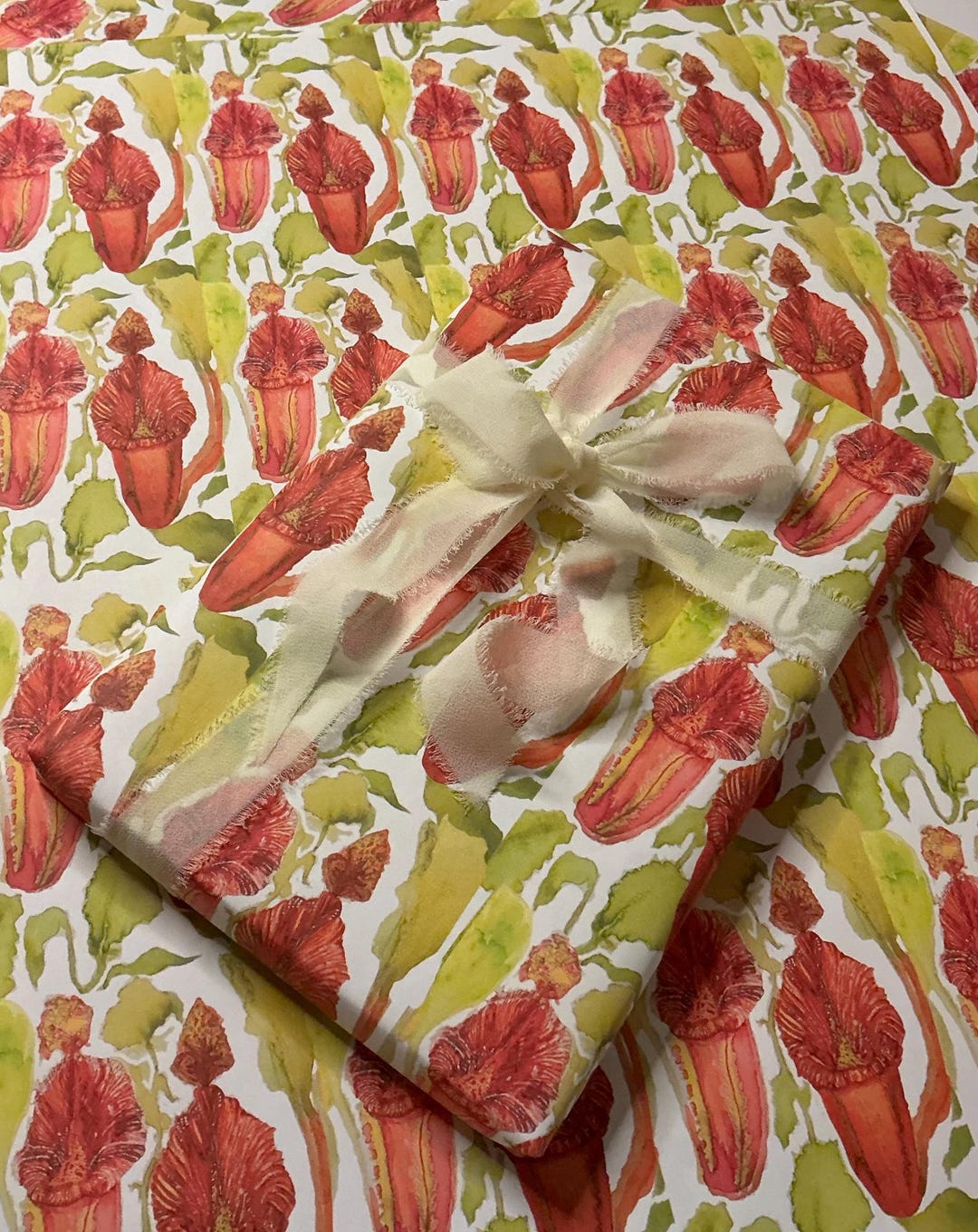 Pitcher Plant Wrapping Paper: Watercolor Botanical Gift Wrap - Etsy