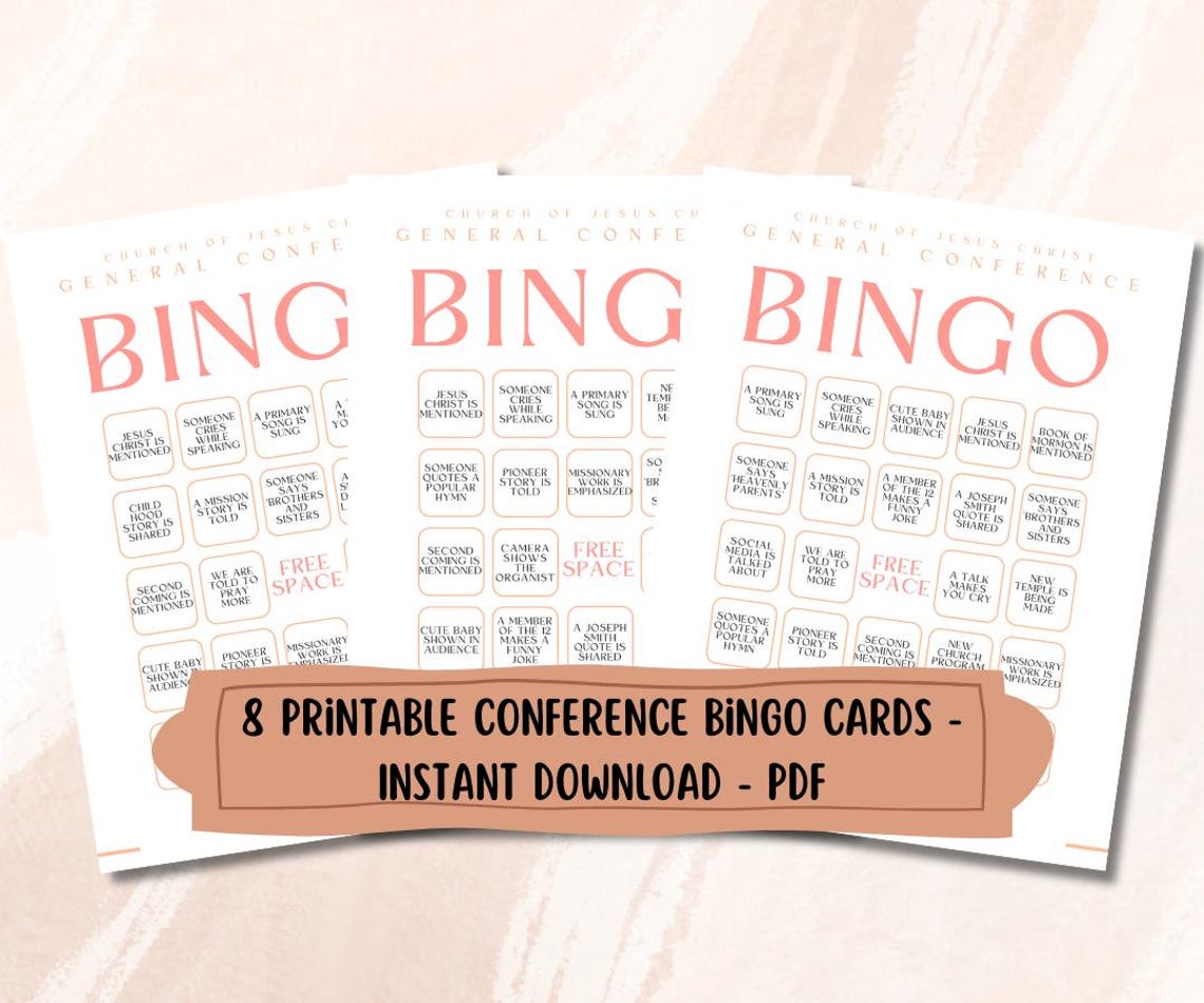 General Conference Bingo Cards - Church of Jesus Christ - 8 Distinct ...