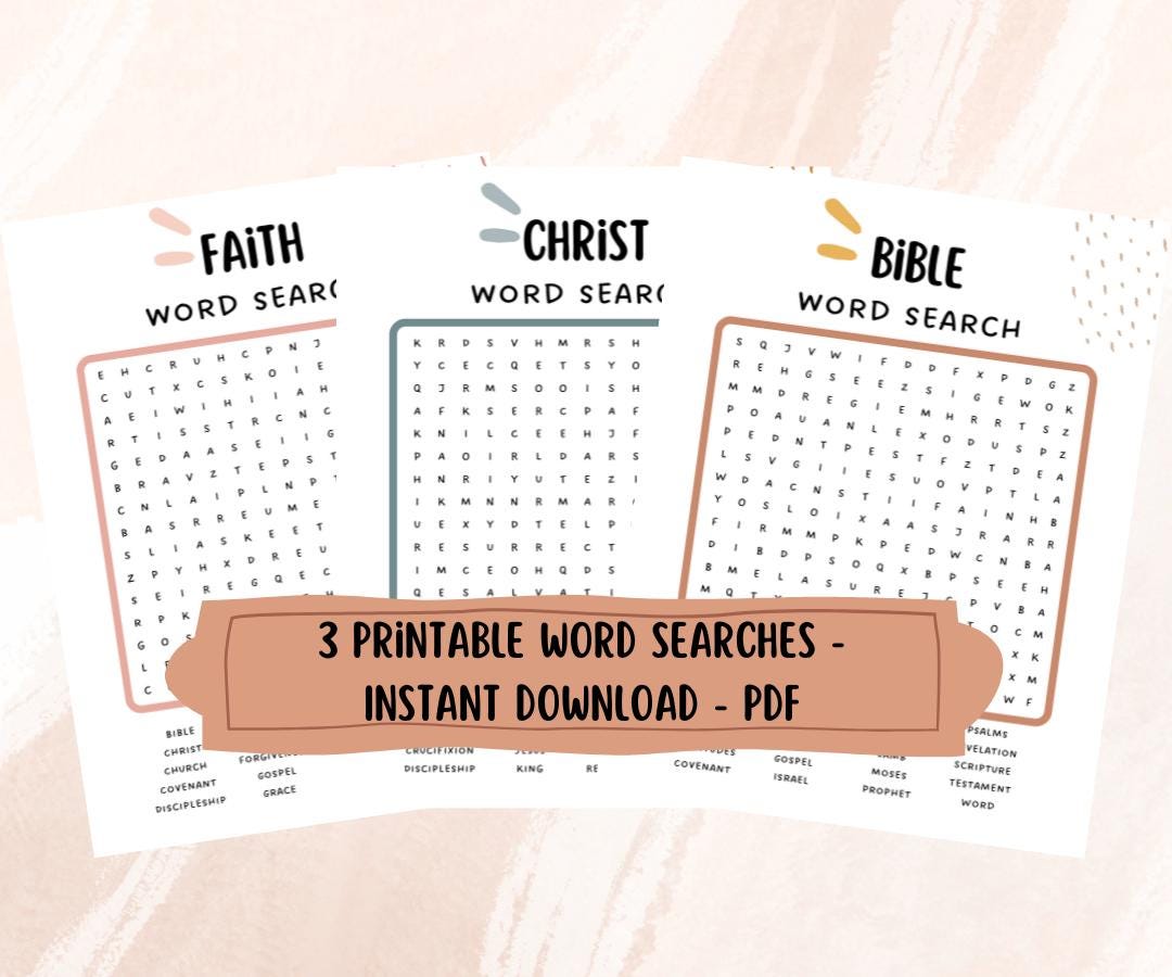 Faith, Christ & Bible Word Search Bundle Printable Religious Word ...