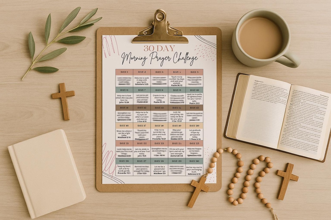 30 Day Morning Prayer Challenge: Scripture Devotional Chart (PDF) - Etsy