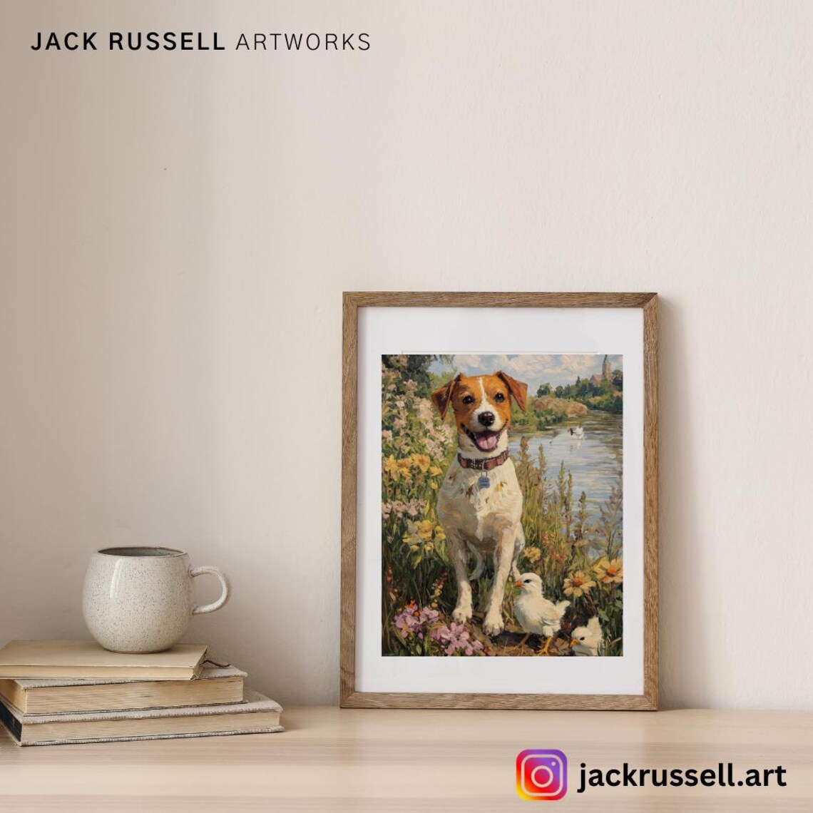 Vintage Jack Russell at the Lake Illustration - PRINTABLE ART - Etsy