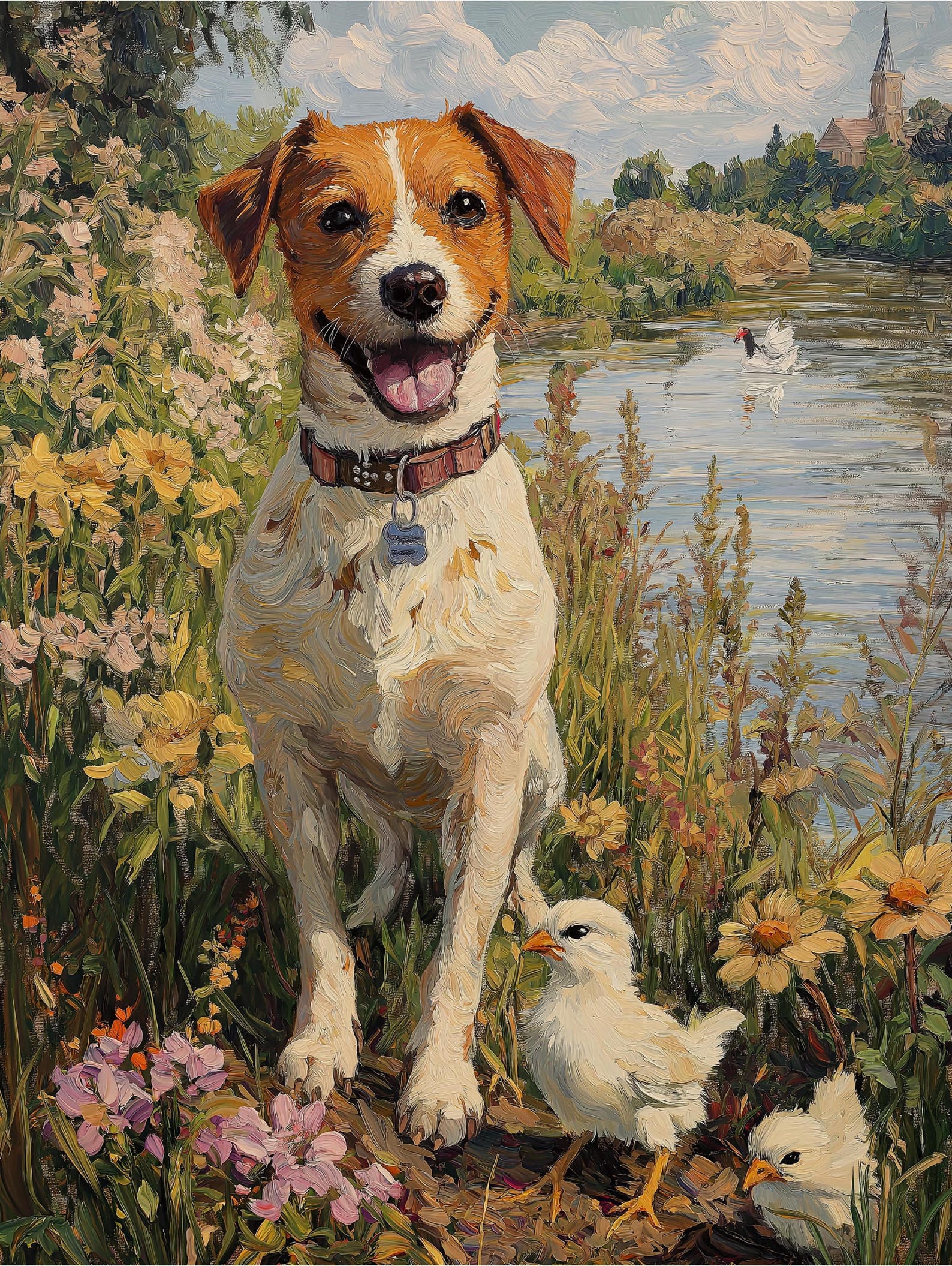Vintage Jack Russell at the Lake Illustration - PRINTABLE ART - Etsy