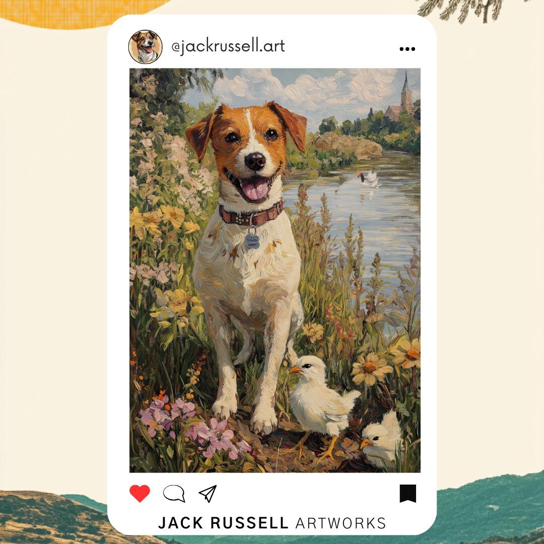 Vintage Jack Russell at the Lake Illustration - PRINTABLE ART - Etsy