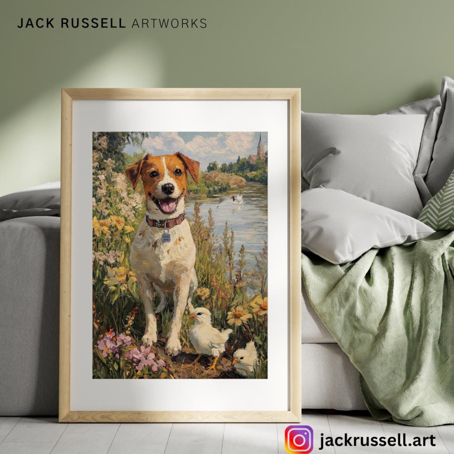 Vintage Jack Russell at the Lake Illustration - PRINTABLE ART - Etsy
