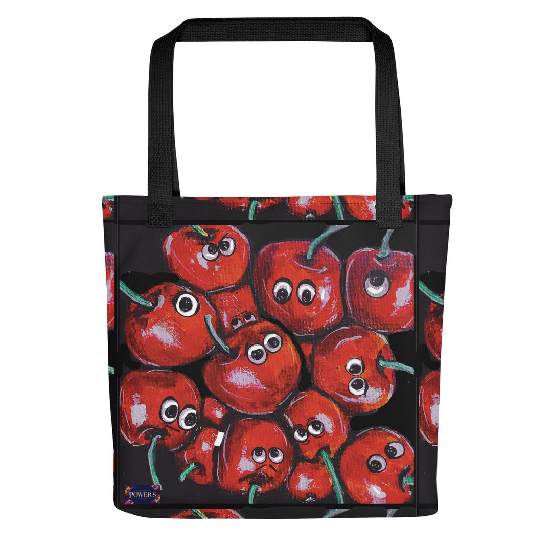 Artistic Cherry Tote Bag - Googly Eyes Design for an Unique & Eco ...