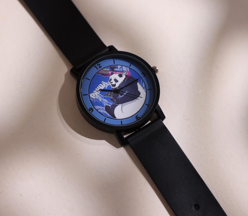 Anime Inspired Blue Dial Watch – Panda Character Graphic Wrist Watch ...