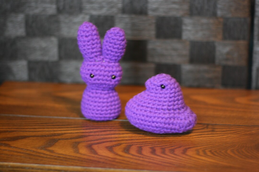 Crochet Peep-inspired Bunny and Chick Set, Handmade Easter Basket ...