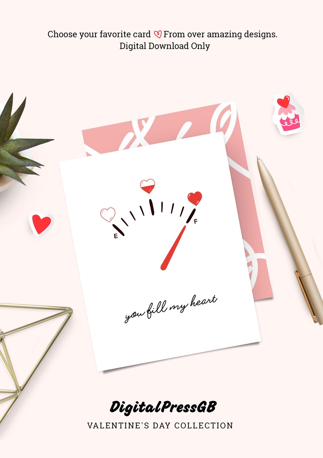 Printable Love Card Love Fuel Gauge Cute Funny Valentines Day Gift ...